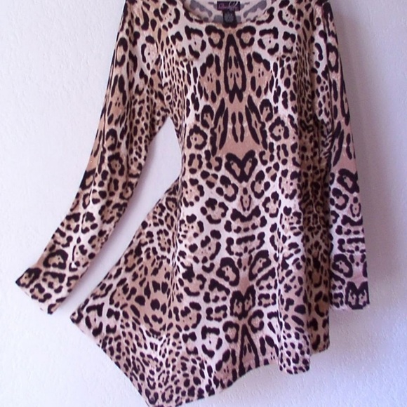 Sweaters | Fun Leopard Print Asymetrical Rayon Knit Tunic New | Poshmark